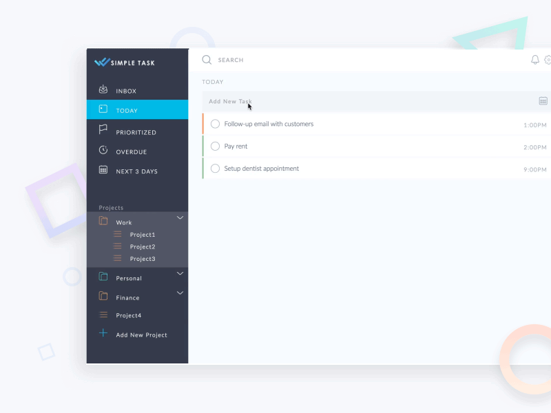 Task management dashboard prototype by Yi Nie on Dribbble
