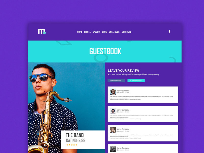 Guestbook page design by Edijs on Dribbble