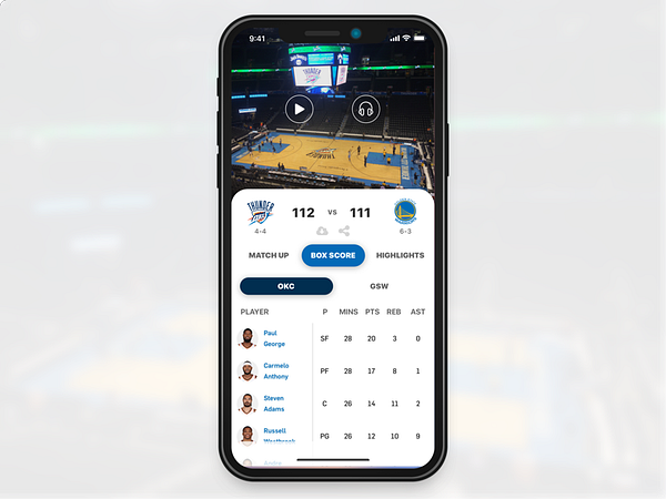 NBA app redesign concept by Sam Atmore (Kiwi Sam) on Dribbble