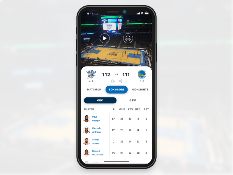 NBA app redesign concept by Sam Atmore (Kiwi Sam) on Dribbble
