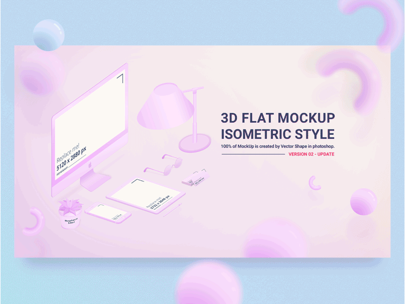 3D Flat Mockup Screen - Isometric Style - Version 02 Update by Nguyen ...