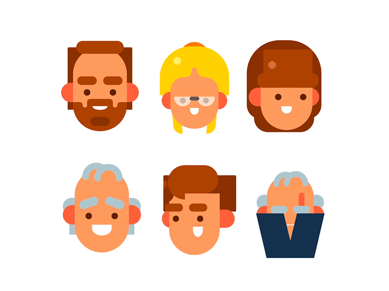 Simple flat faces loop by Mauro on Dribbble