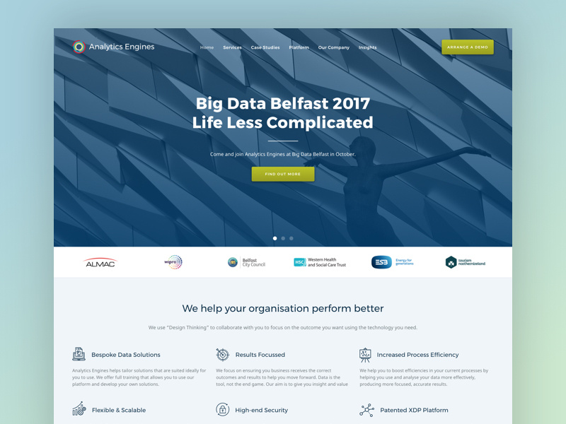 Analytics Engines Website Homepage by Edward Manson on Dribbble