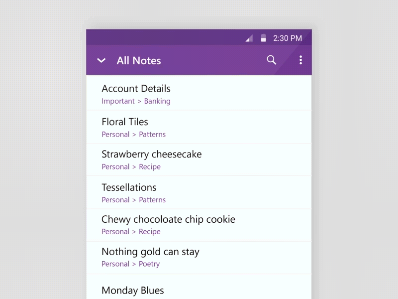OneNote Exploratory Navigation Pane by Neha Singh on Dribbble