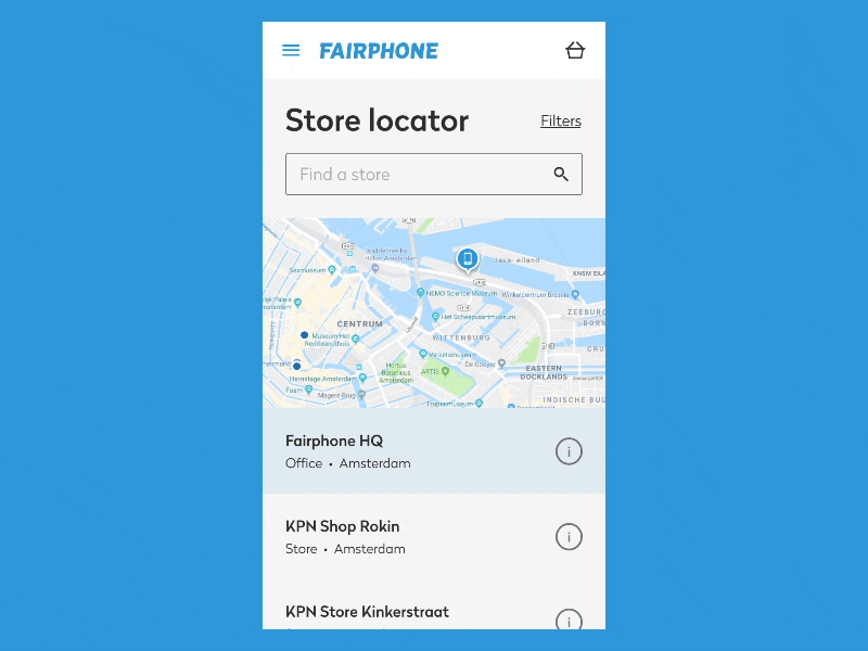 Store Locator — Mobile Prototype by Damien Senger • hiwelo. on Dribbble