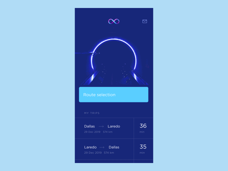 Route selection UI by Cuberto on Dribbble