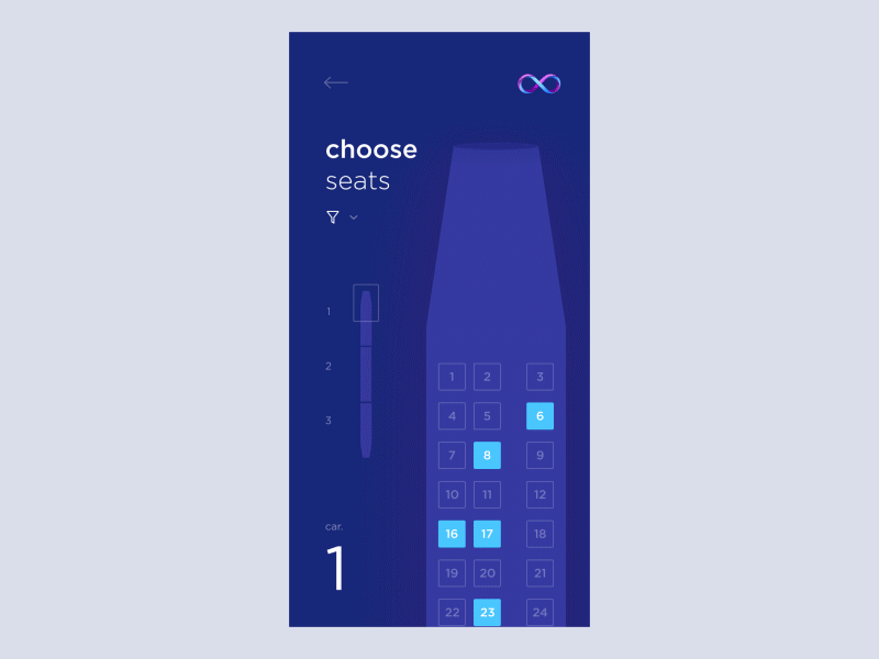 Choose a seat UI by Cuberto on Dribbble