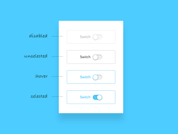 Toggle switch status by Alberto Paroni on Dribbble