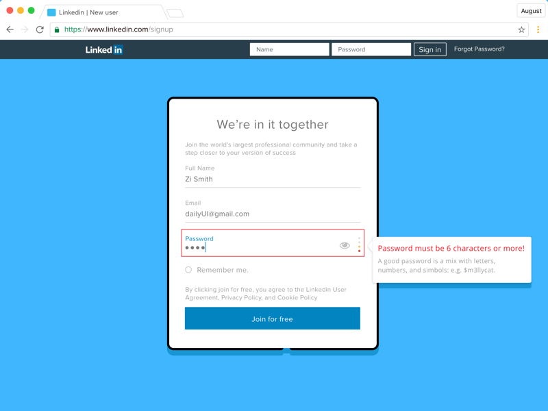 Linkedin SignUp Page Error Message Redesign by ZI YUAN on Dribbble Linkedin SignUp Page Error Message Redesign by ZI YUAN on Dribbble