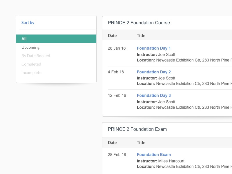 Course List UI Preview by Mike Hince on Dribbble