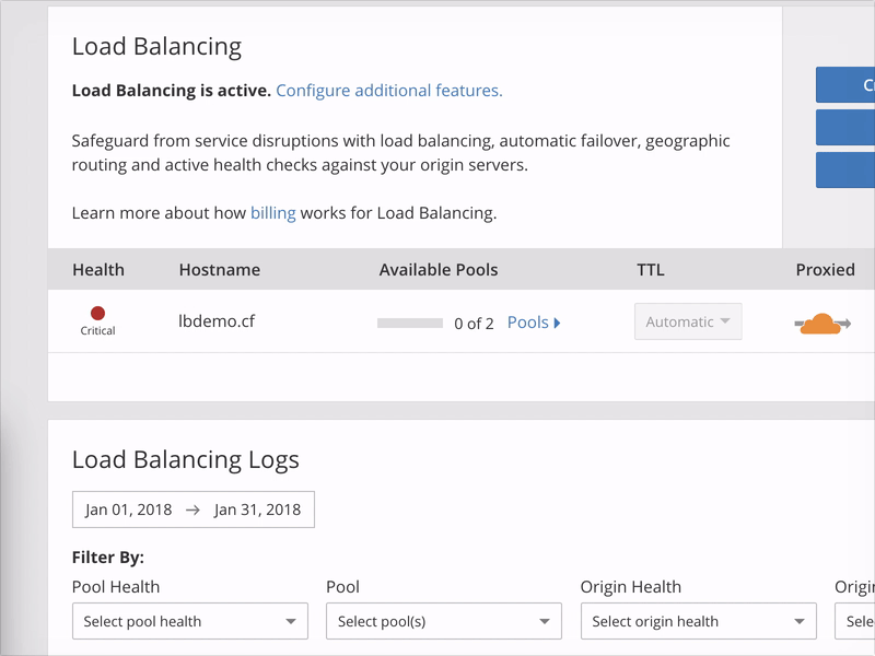 Load Balancing Table by Philina Fan for Cloudflare on Dribbble