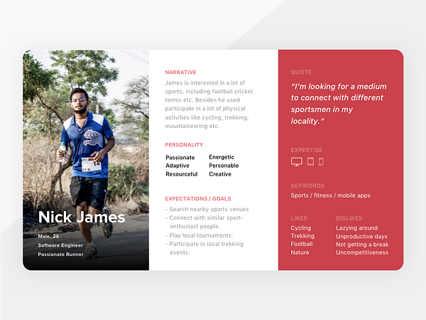 User Persona Card by Nick H Borah on Dribbble