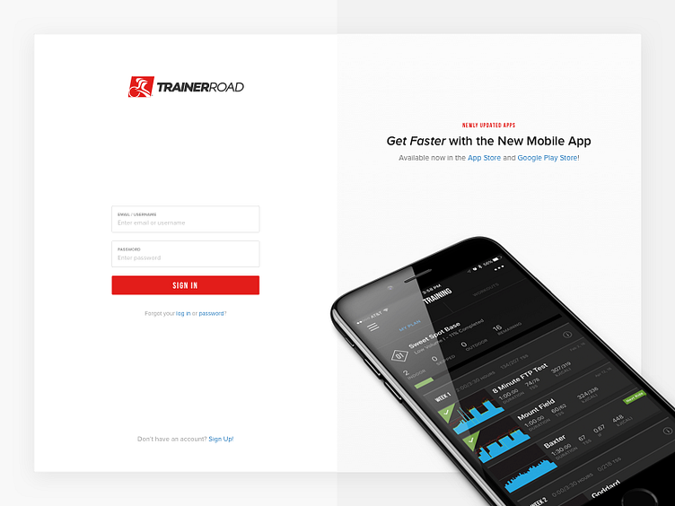 TrainerRoad Sign In Revamp by Chris Burda for TrainerRoad on Dribbble