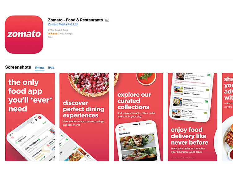 Zomato App Screenshots by Akshar Pathak for Zomato on Dribbble