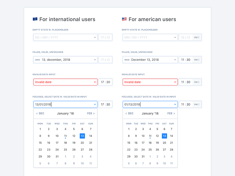 Date & time pickers by Simon Lind on Dribbble