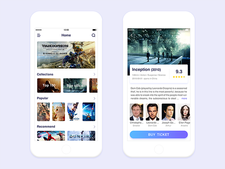 Movie app interface by Jerry_W on Dribbble