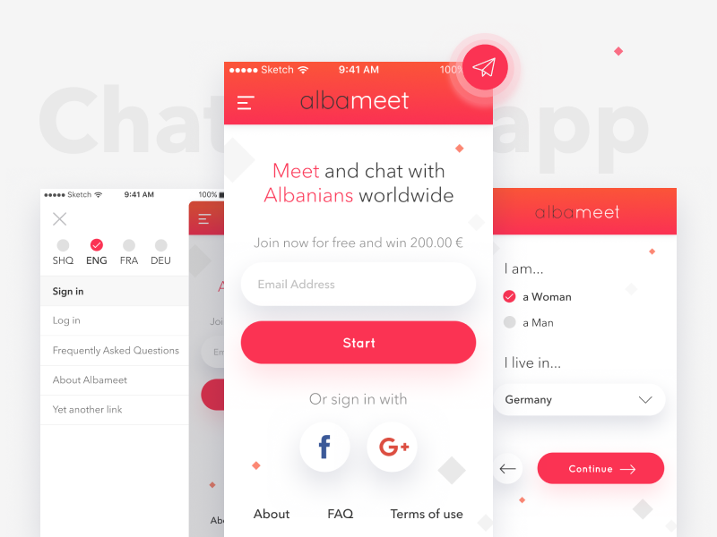 Chat app - login screens by Julia Senko on Dribbble