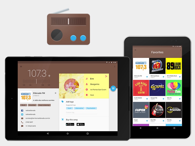 Radio app for tablets by Rafael Marcon on Dribbble