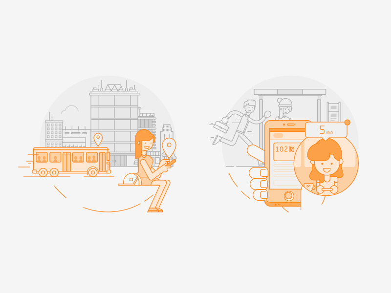 bus stop characters by marukomae on Dribbble