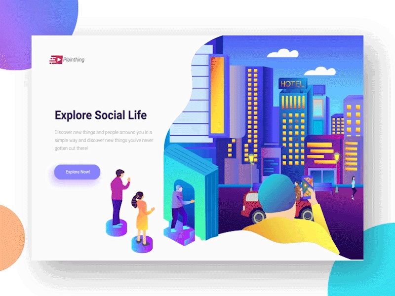 Social Life Header Landing Page by Andika Santoso for Plainthing Studio ...