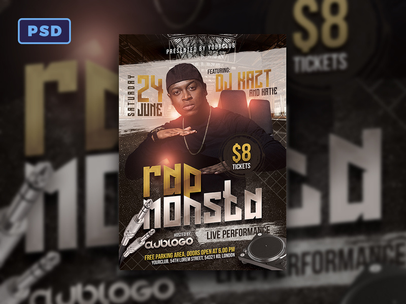 Rap Music Flyer Template by Bornx on Dribbble