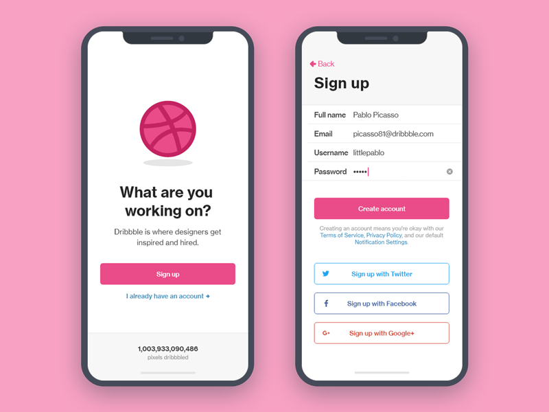 Dribbble App Login Page by Philipp Brunsteiner on Dribbble
