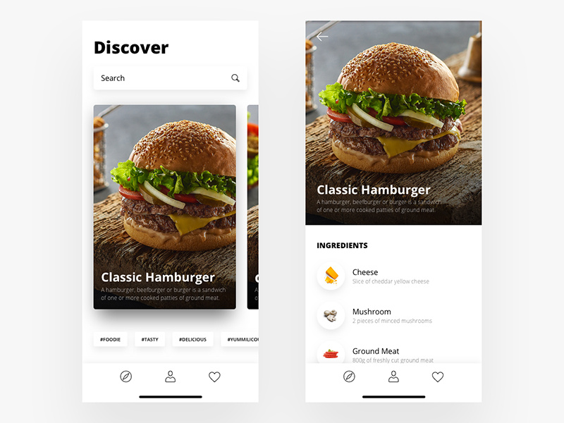 Food App UI by Taha Fakhruddin on Dribbble