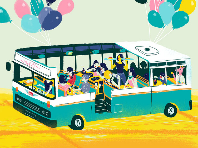 Bus Cafe Illustration by Book of Lai on Dribbble