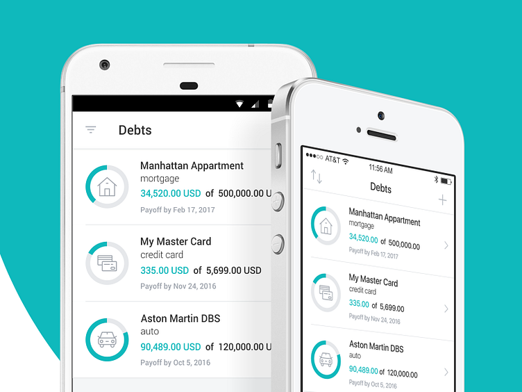 Debt Free Box App UI (iOS & Android) by Vladimir Didenko on Dribbble