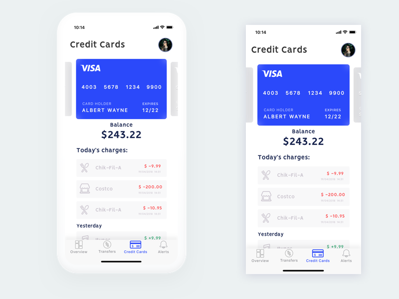 Bank App - Credit Card Screen by Sergio Rovira on Dribbble