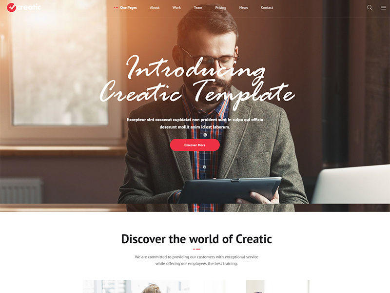 One Page Design with Creatic Parallax One Page WordPress theme by codeless on Dribbble