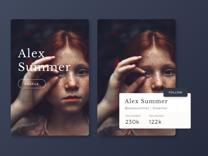 Profile card by Mhariell Mosqueriola on Dribbble