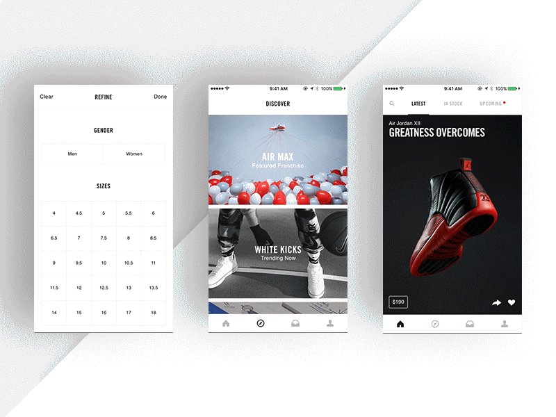 Nike SNKRS app by Ben Cline for RALLY on Dribbble