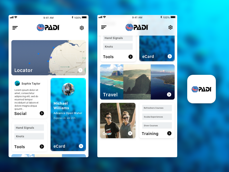 PADI App concept by Adrien Zier on Dribbble