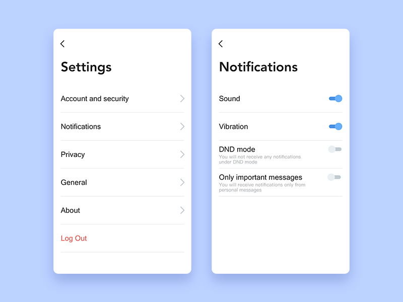 #Daily UI 007-Settings by Collinhere on Dribbble