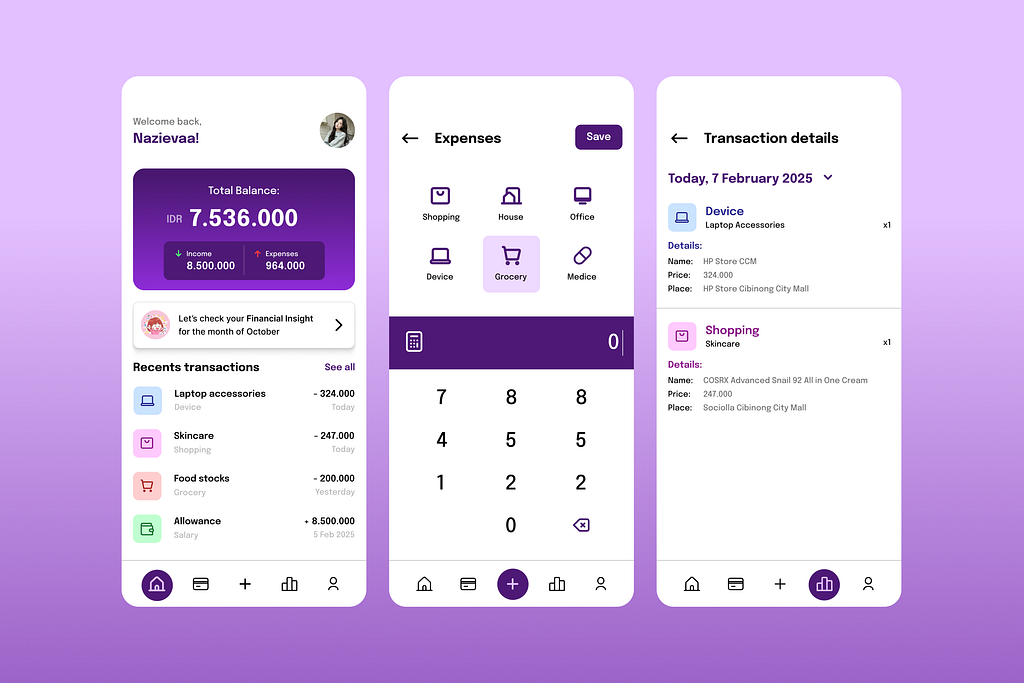 Zieflow Personal Finance UI App by Fauziah on Dribbble