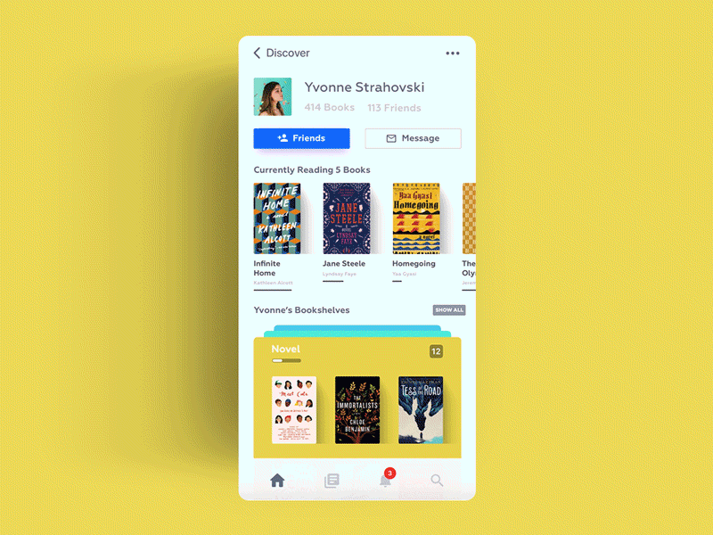 Social Reading App - Profile Bookshelves Interaction by Ehsan Rahimi on ...
