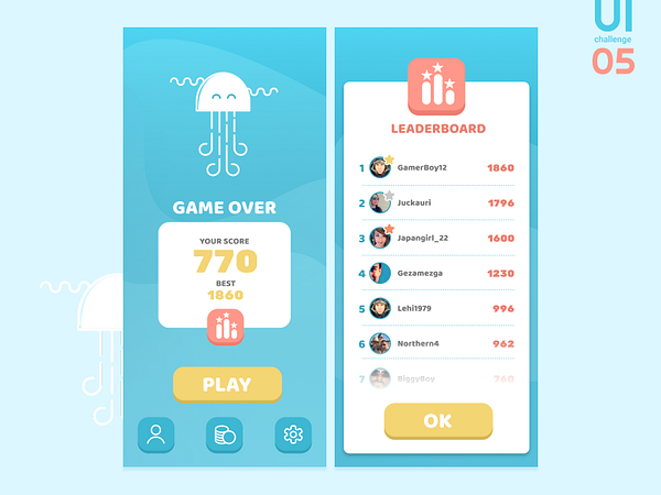 UI challange 05 - game leaderboard by Judit Kata Lehr-Borg on Dribbble