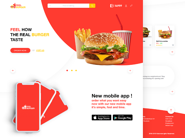 Burger restaurant website by Karaman on Dribbble