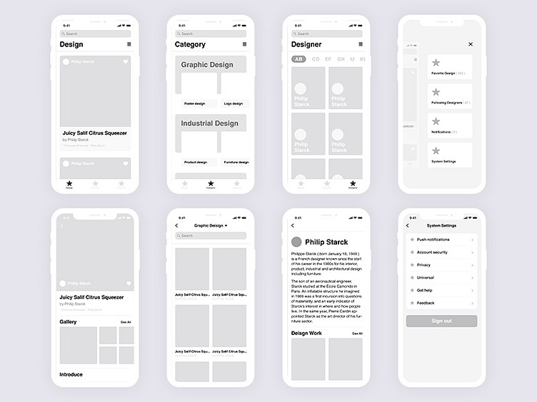 Design Wireframe by Weihua Q on Dribbble