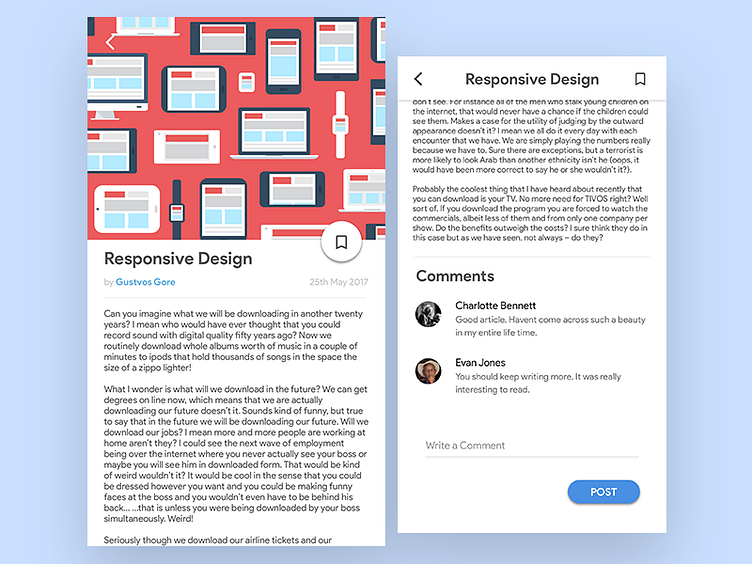 Blog post UI design by Surya Teja on Dribbble