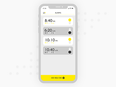 Alarms Mobile App ⏰ Home Screen by Jan Mickiewicz on Dribbble