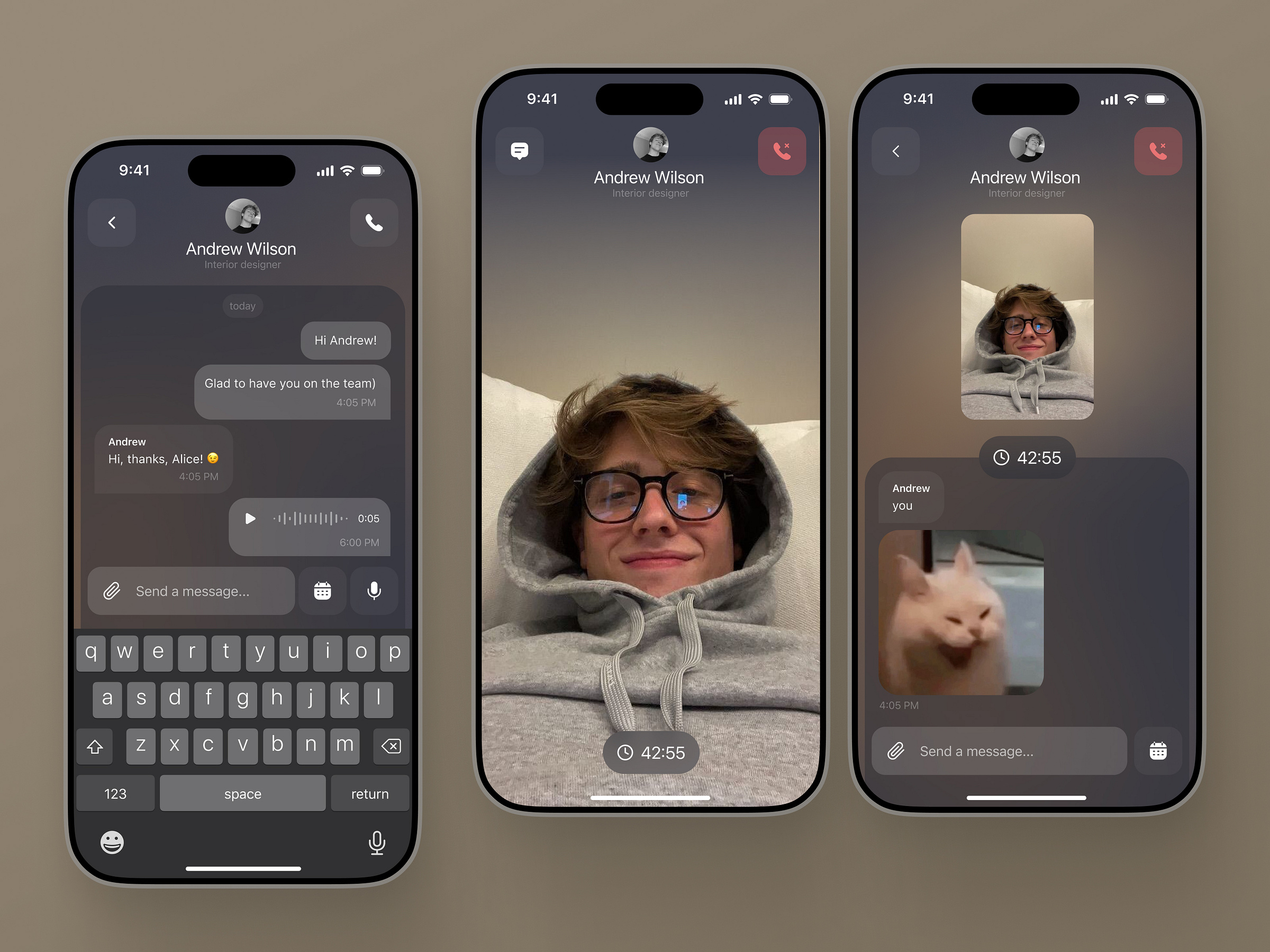 Business App – Chat & Video Call UI Design by Ksenia Mizgina on Dribbble