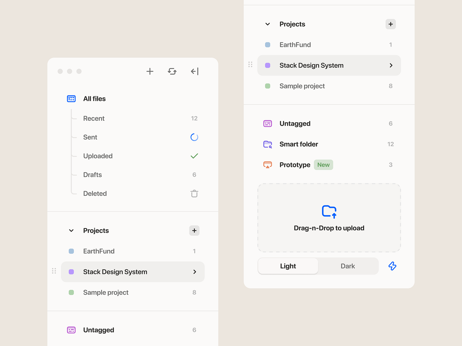 Sidebar Navigation for File Management App by Tran Mau Tri Tam on Dribbble