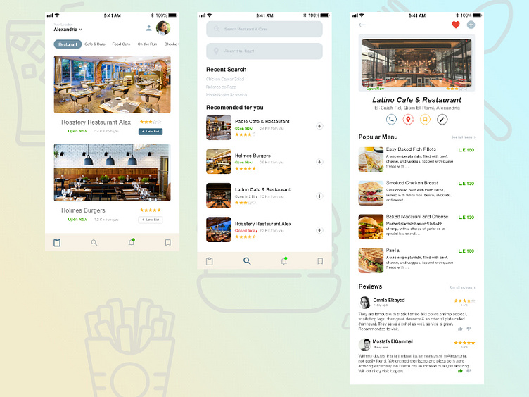 Food App Interface (1/2) by Mohamed Tarek on Dribbble