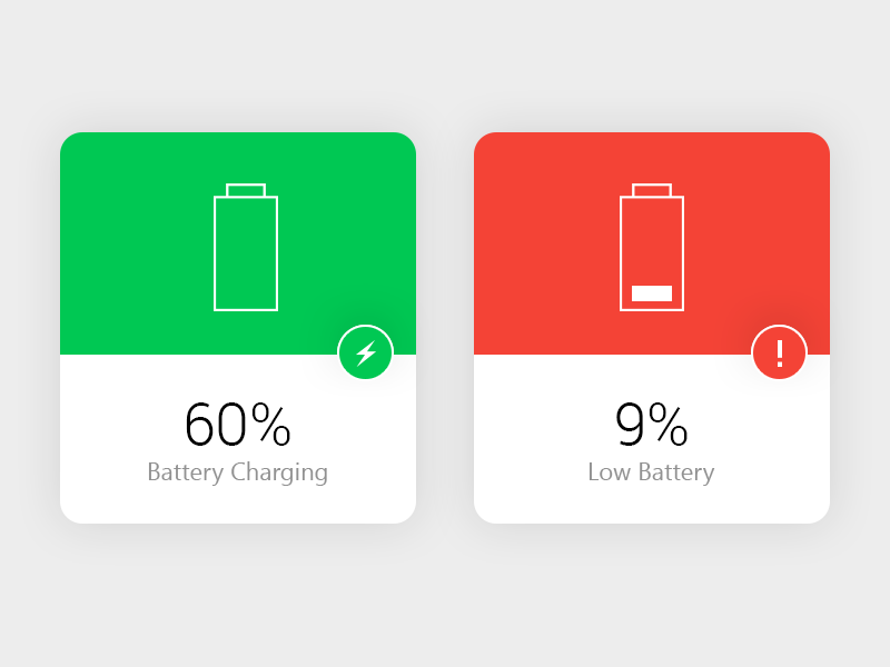 Flash Message - Battery Status - Daily UI 16 by Pakshep Girdhar on Dribbble
