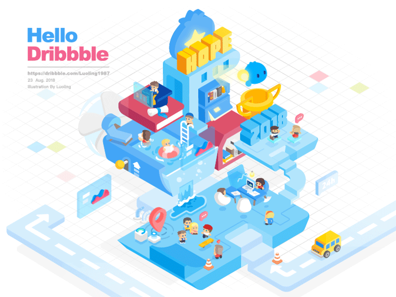 Hello Dribbble by Luoling on Dribbble