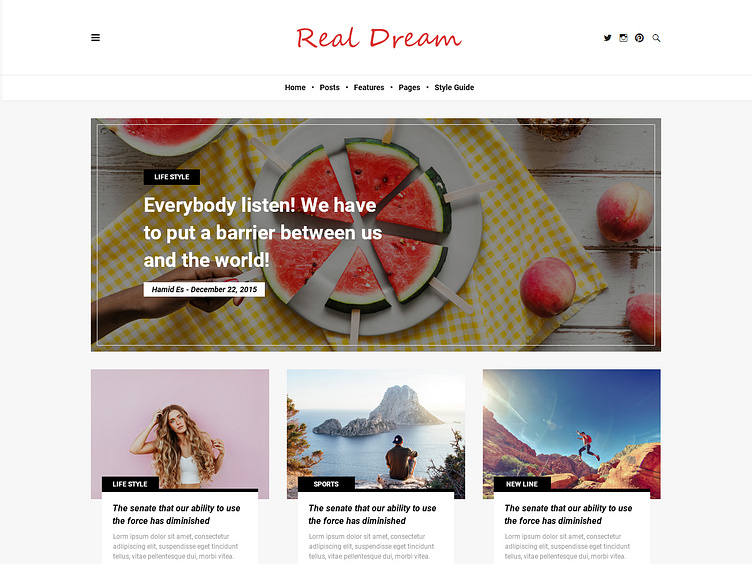 Real Dream - blog and magazine theme by ihamid on Dribbble