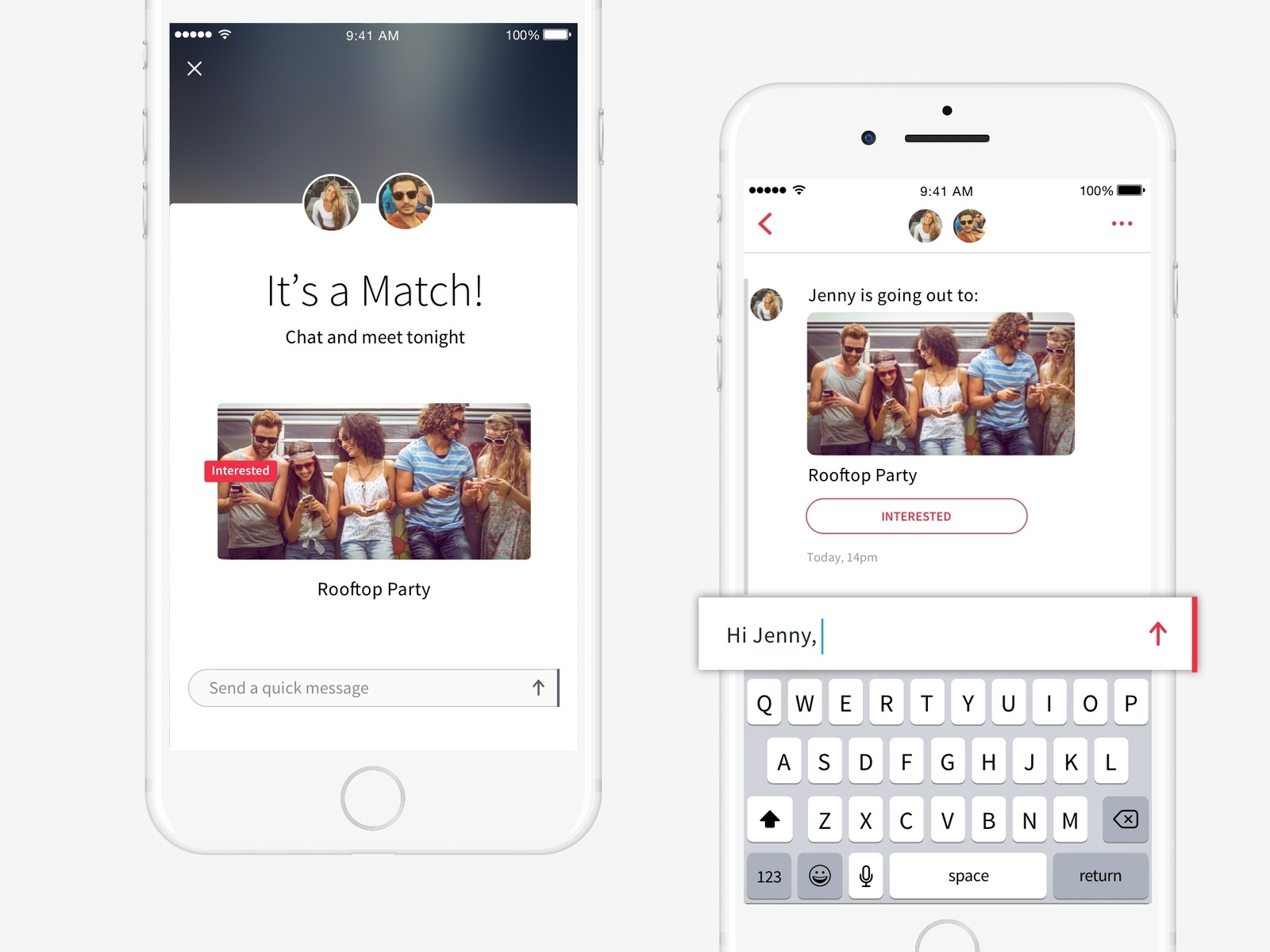Dating app match and messages screen by Supersuper agency on Dribbble