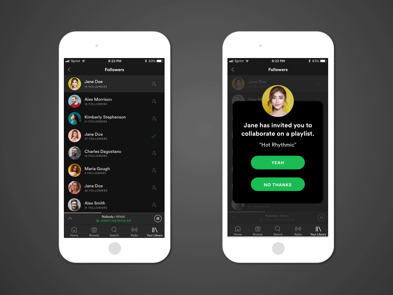 Daily UI 78 | Spotify Notifications by Jamie Bourne on Dribbble